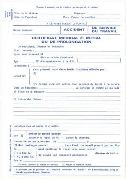 Certificat M dical Initial Accidents Du Travail Ou De Service Certificat M dical Initial Accidents Du Travail Ou De Service